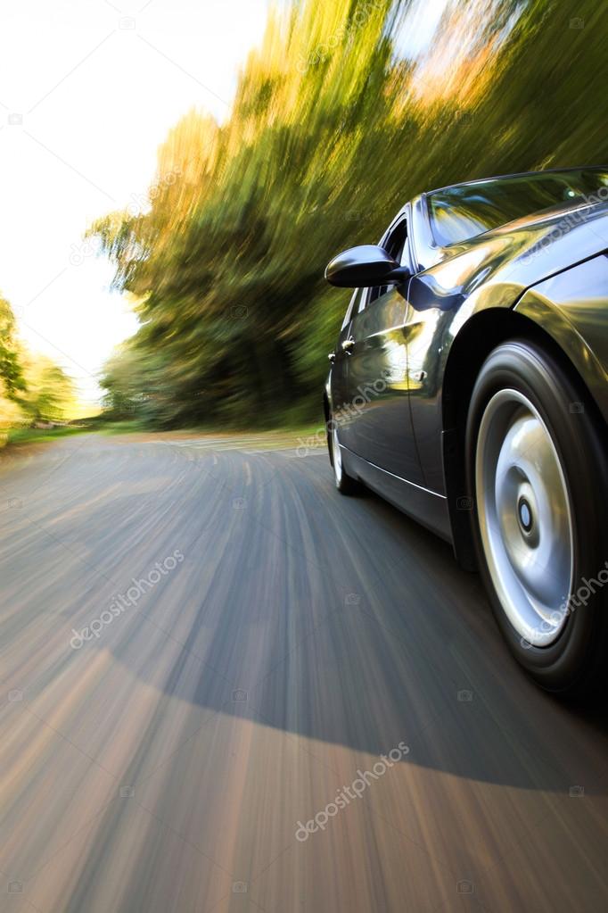 Front side view of black car — Stock Photo © fujji #37428793