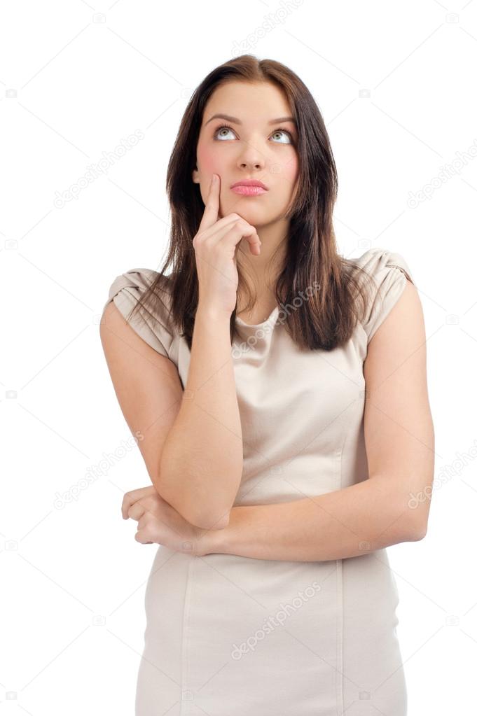 Pensive woman looking up — Stock Photo © Dragonfly666 #15277419