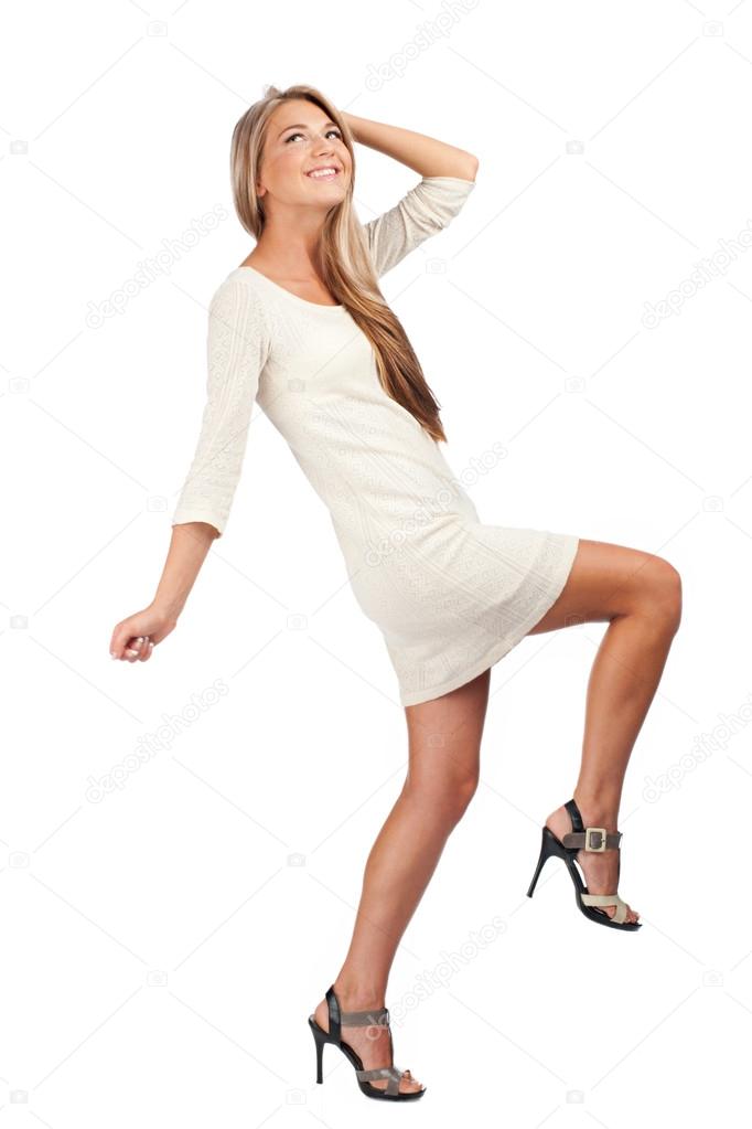 Happy beautiful woman dancing — Stock Photo © Dragonfly666 #15528317