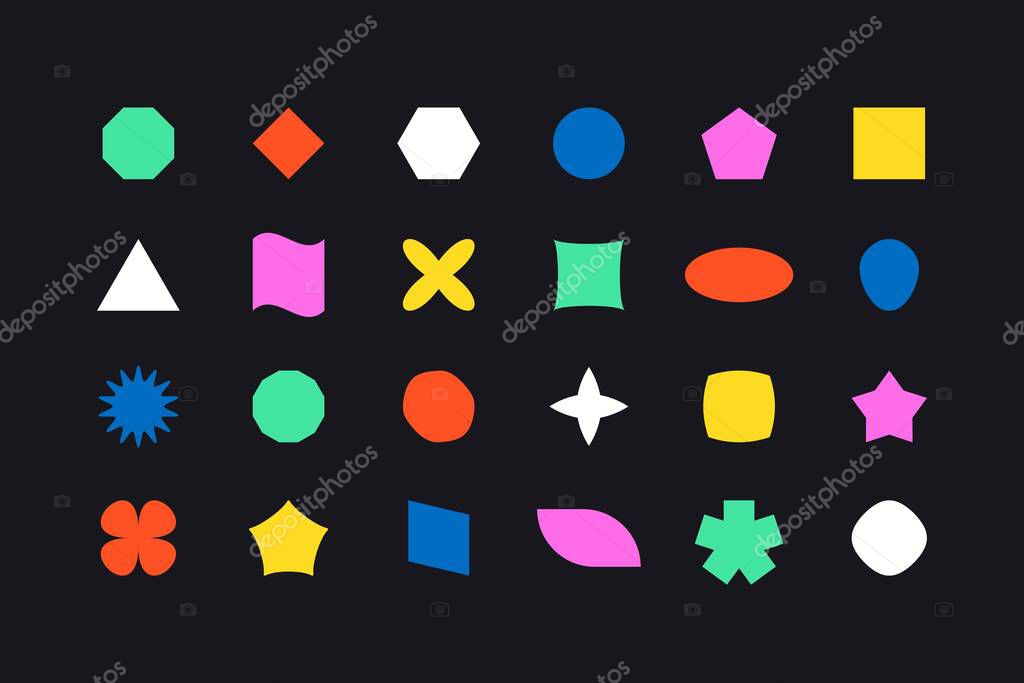 Conjunto de forma geom trica b sica. Elementos abstractos estilo brutalismo, figuras simples ...