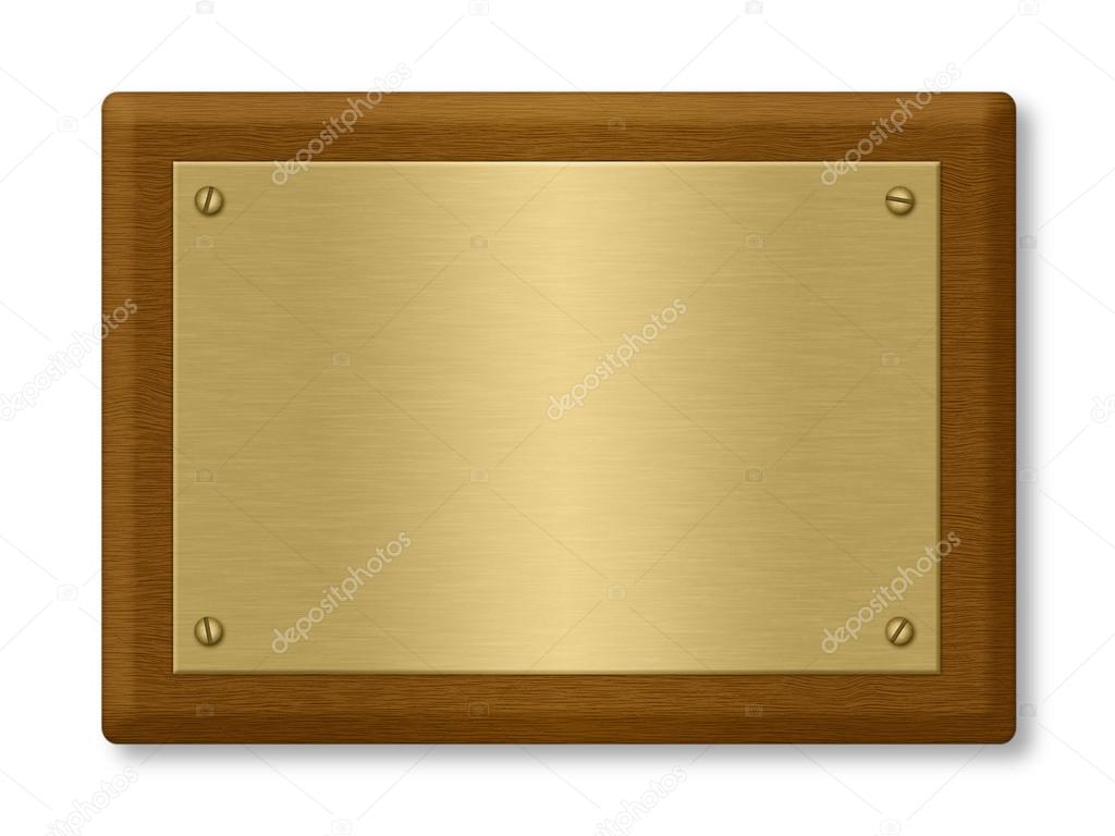 Gold And Wood Plaque — Stock Photo © martijnmulder #14475395