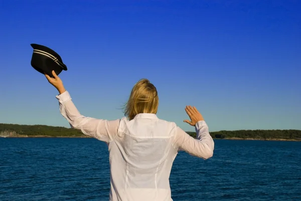 Two People Waving Goodbye