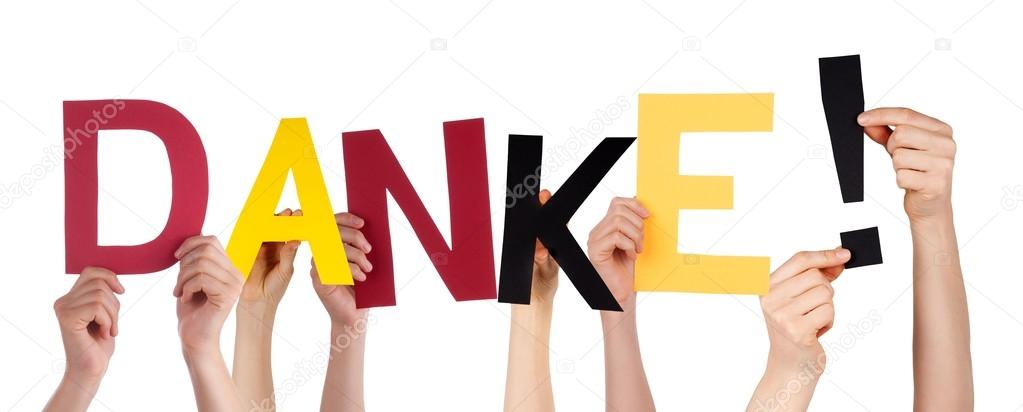 Hands Holding Danke in German Colors — Stock Photo © Nelosa #30375903