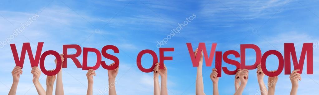 Hands Holding Words Of Wisdom in the Sky — Stock Photo © Nelosa #43407797