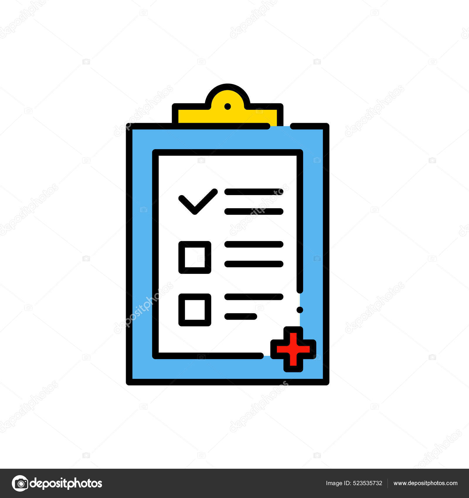 Health checklist, medical procedure agreement or checkup colorful icons ...