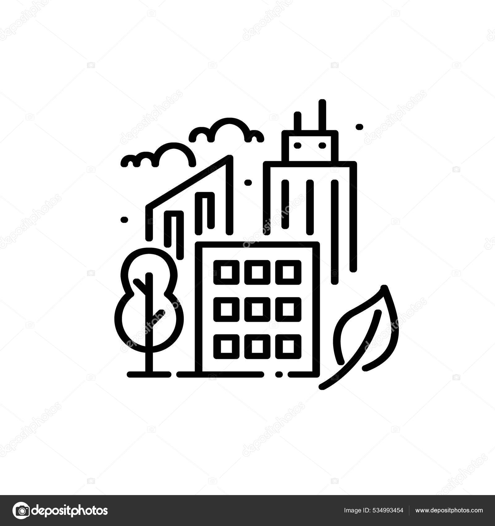 Sustainable city icon. Green alternative urban lifestyle. Pixel perfect ...