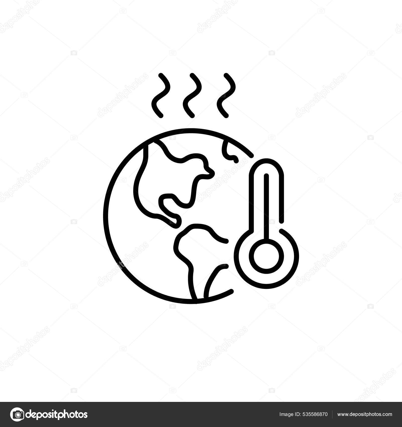 Earth heating as a symptom of global warming. Pixel perfect, editable ...
