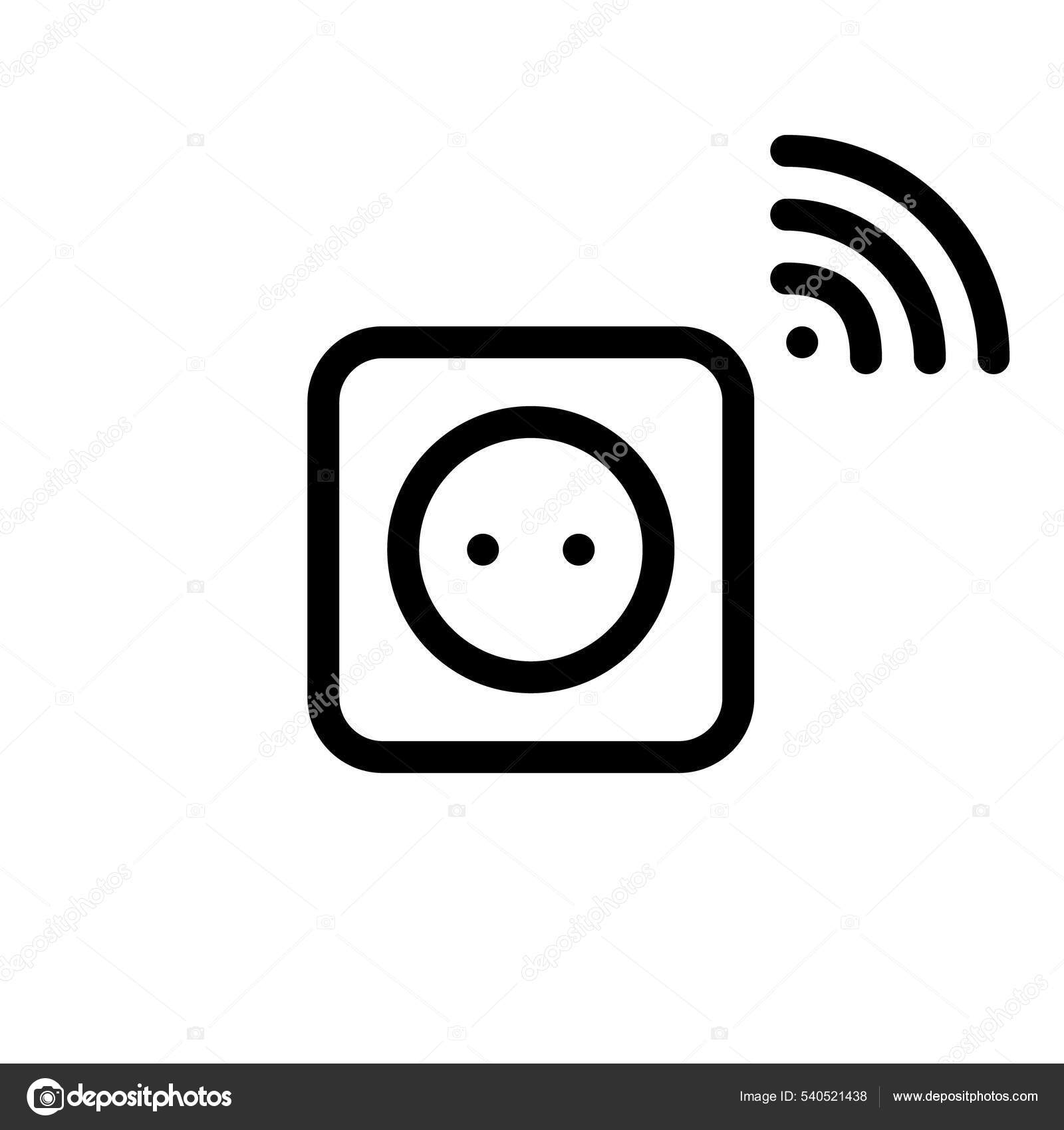 Smart electric outlet. Minimal line art pixel perfect, editable stroke ...