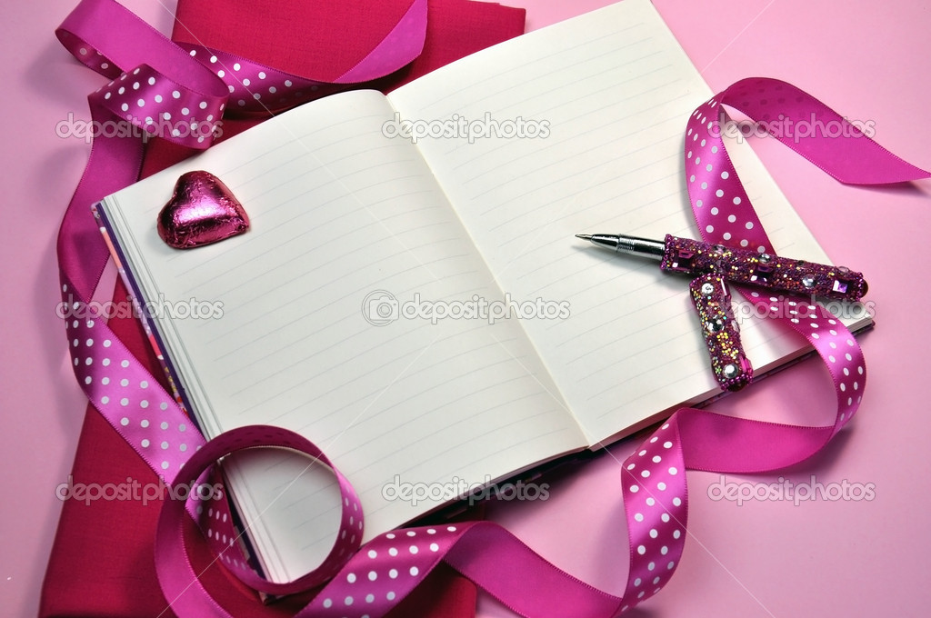 Writing or Planning PInk Diary with Ribbon (horizontal) — Stock Photo ...