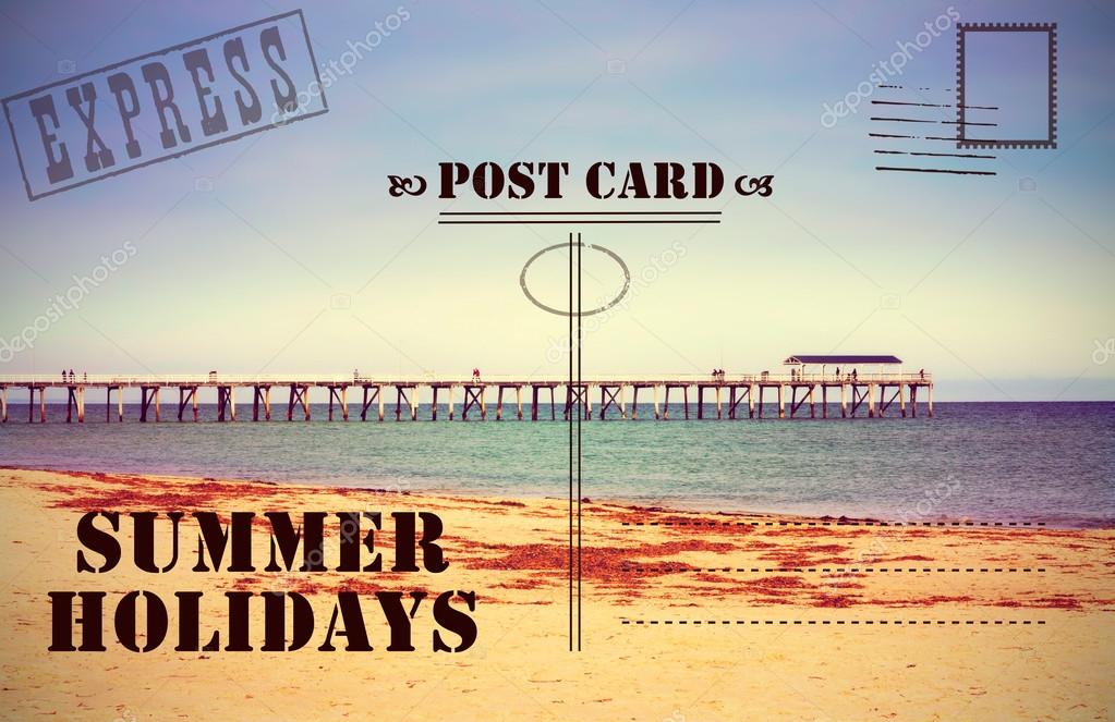 Retro Vintage Sommerurlaub Urlaub Postkarte - Stockfotografie ...