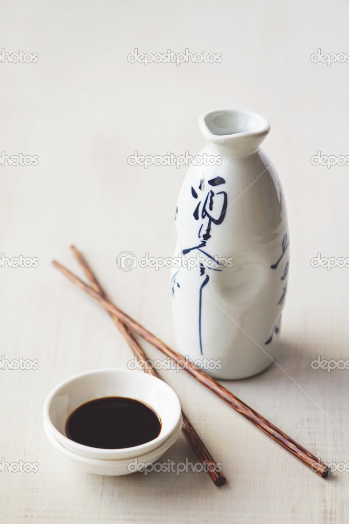 White japanese bottle soy sauce and chopsticks Stock Photo by ...