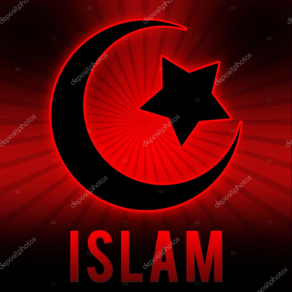 Islam-Symbol in rot schwarz platzen Hintergrund — Stockfoto #28658237