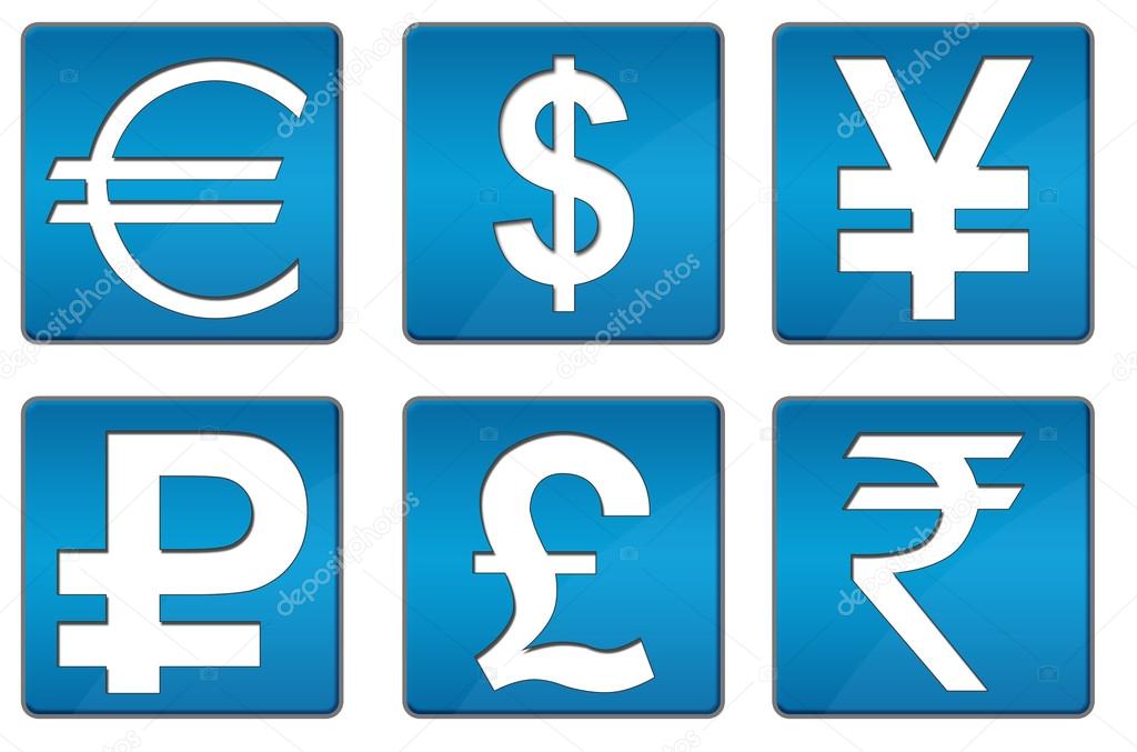 All Currency Icons Blue Square Stock Photo by ©ileezhun 40392289