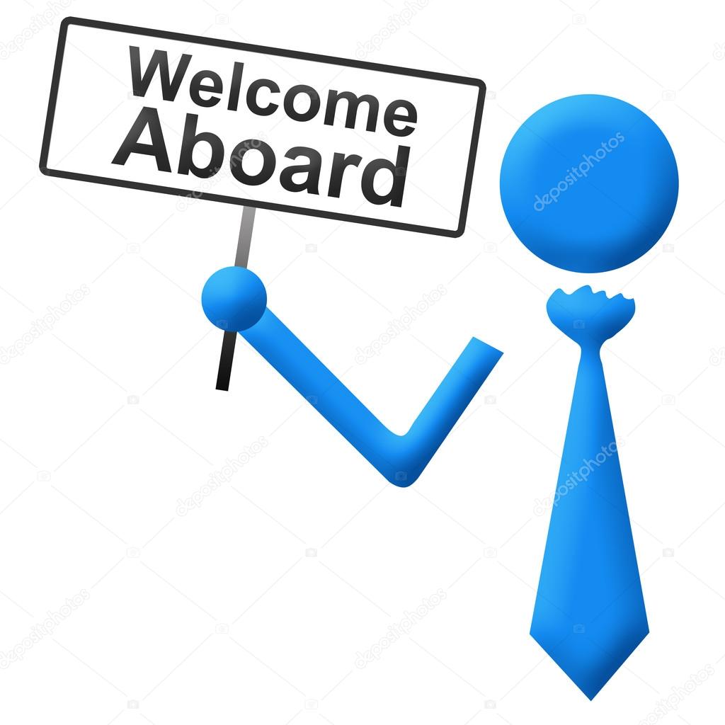 Welcome Aboard Human with Signboard — Stock Photo © ileezhun #47983841