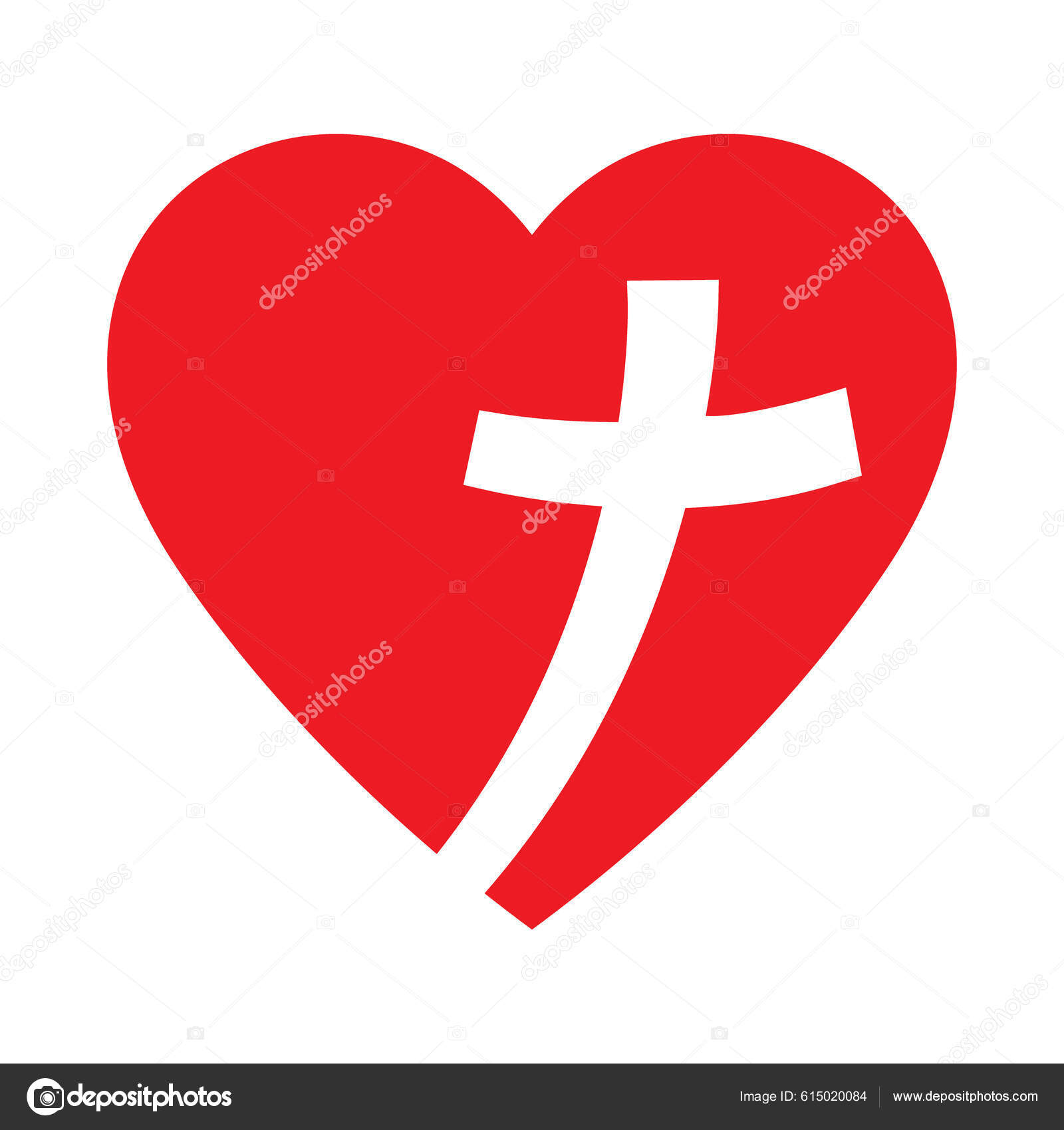 Icono Cruz Cristiana Corazón Interior Símbolo Del Amor Jesús