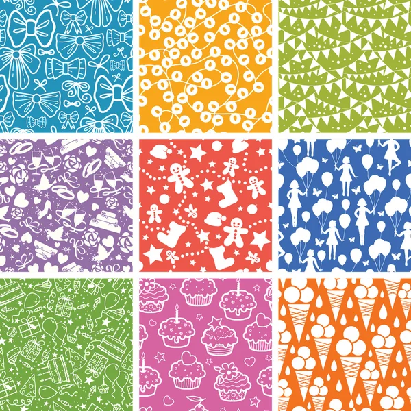 Nine baby girl pink seamless patterns backgrounds collection Stock ...