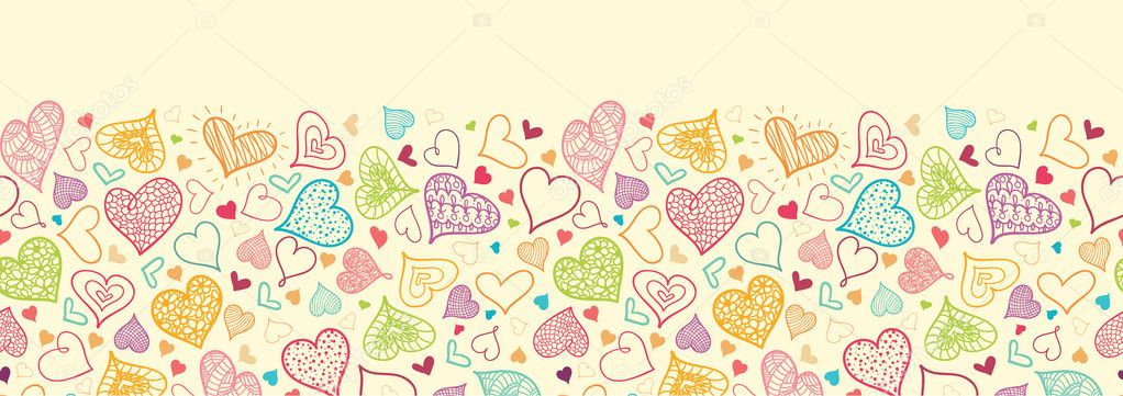 Doodle Hearts Horizontal Seamless Pattern Background Border Stock ...
