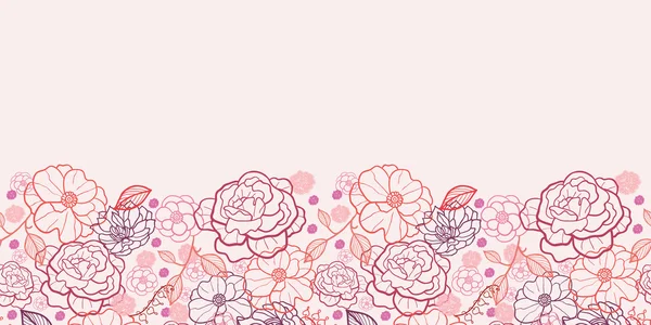 Colorful line art flowers horizontal seamless pattern background border ...