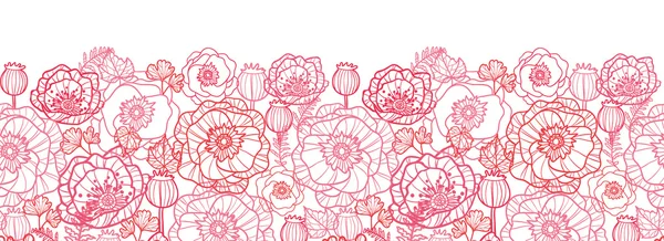 Colorful line art flowers horizontal seamless pattern background border ...