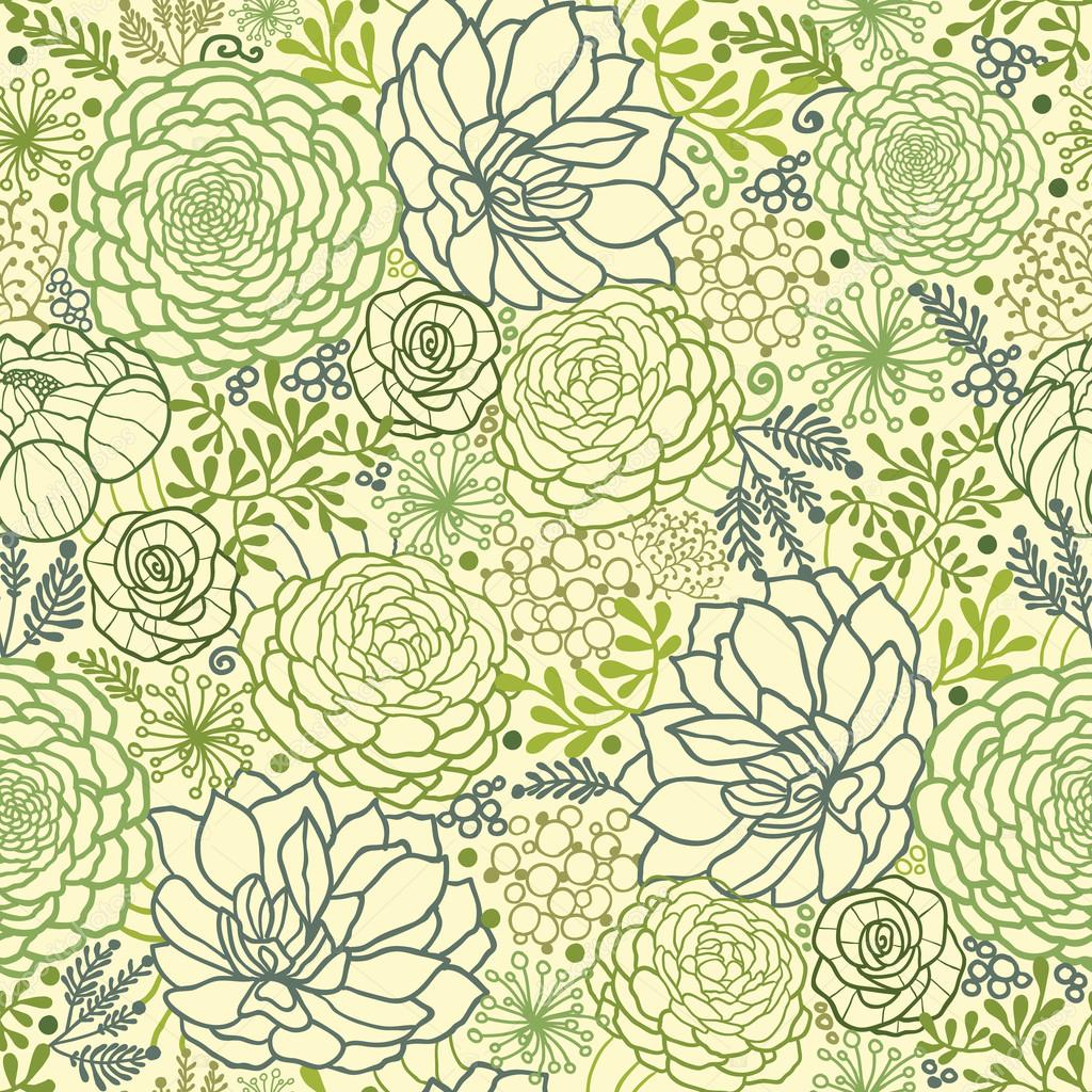 Green succulent plants seamless pattern background Stock Vector Image ...