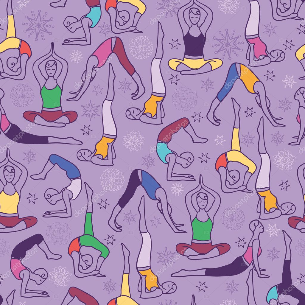 Yoga poses seamless pattern background Stock Vector Image by ...