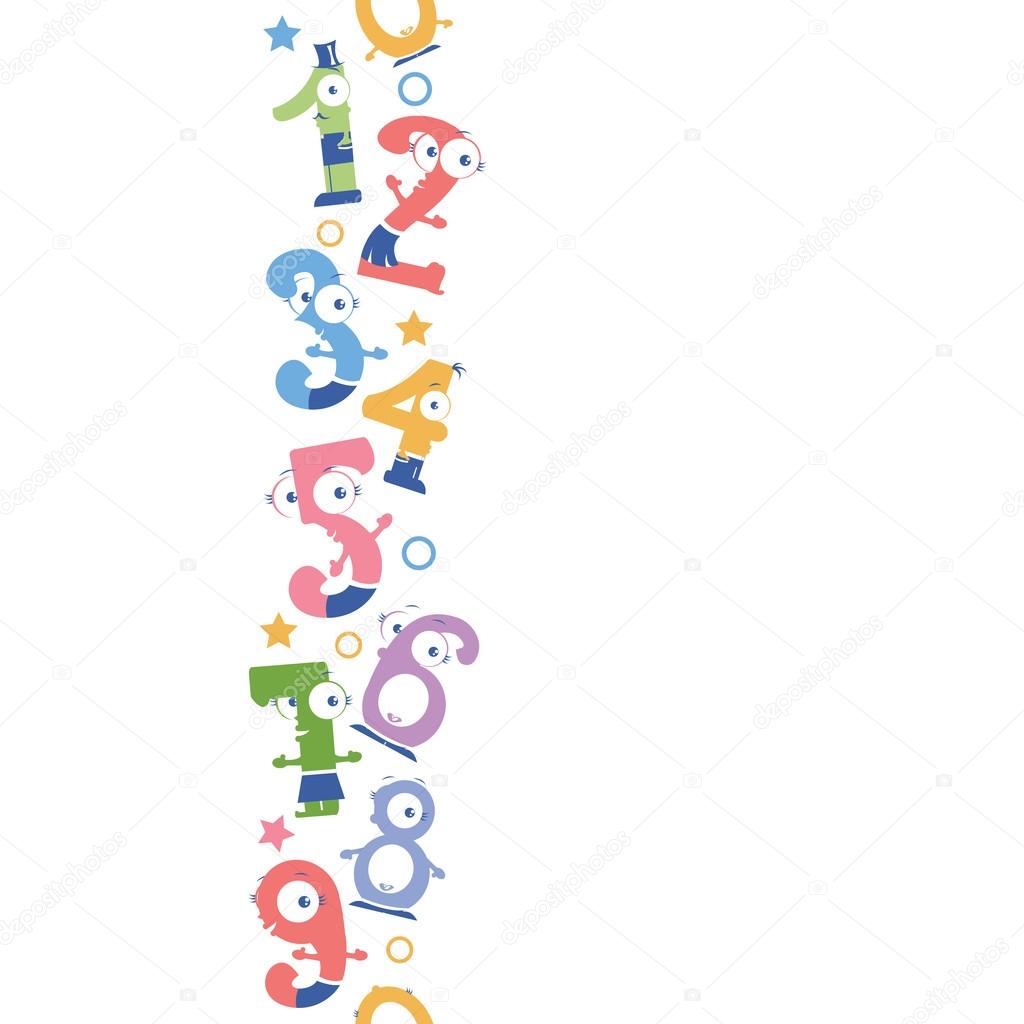 Fun numbers vertical seamless pattern background border — Stock Vector ...