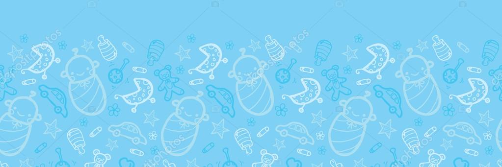 Baby boy blue horizontal seamless pattern background border — Stock ...