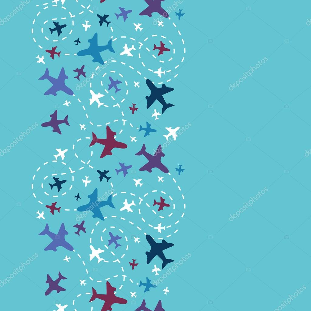 Airplanes in the sky vertical seamless pattern background border Stock ...