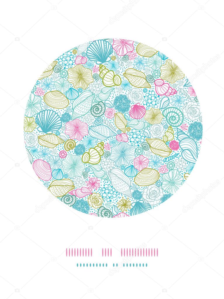 Seashells line art circle decor pattern background Stock Vector Image ...