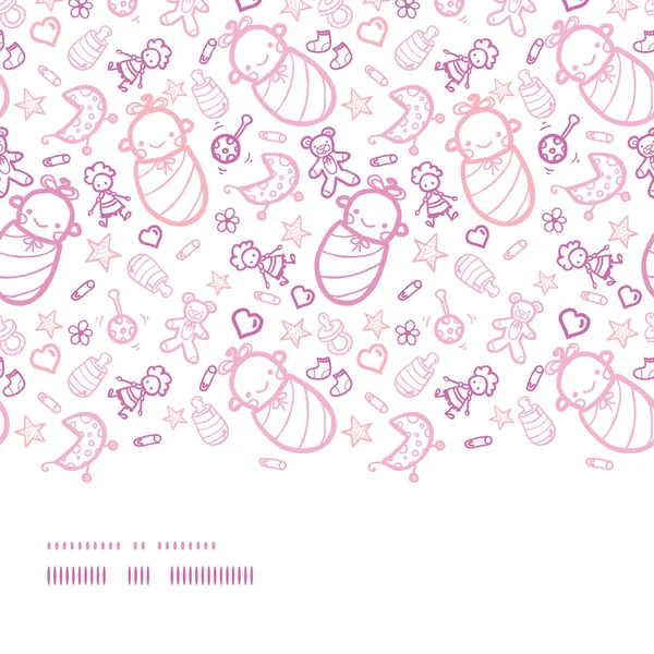Baby girl pink vertical seamless pattern background border Stock Vector ...
