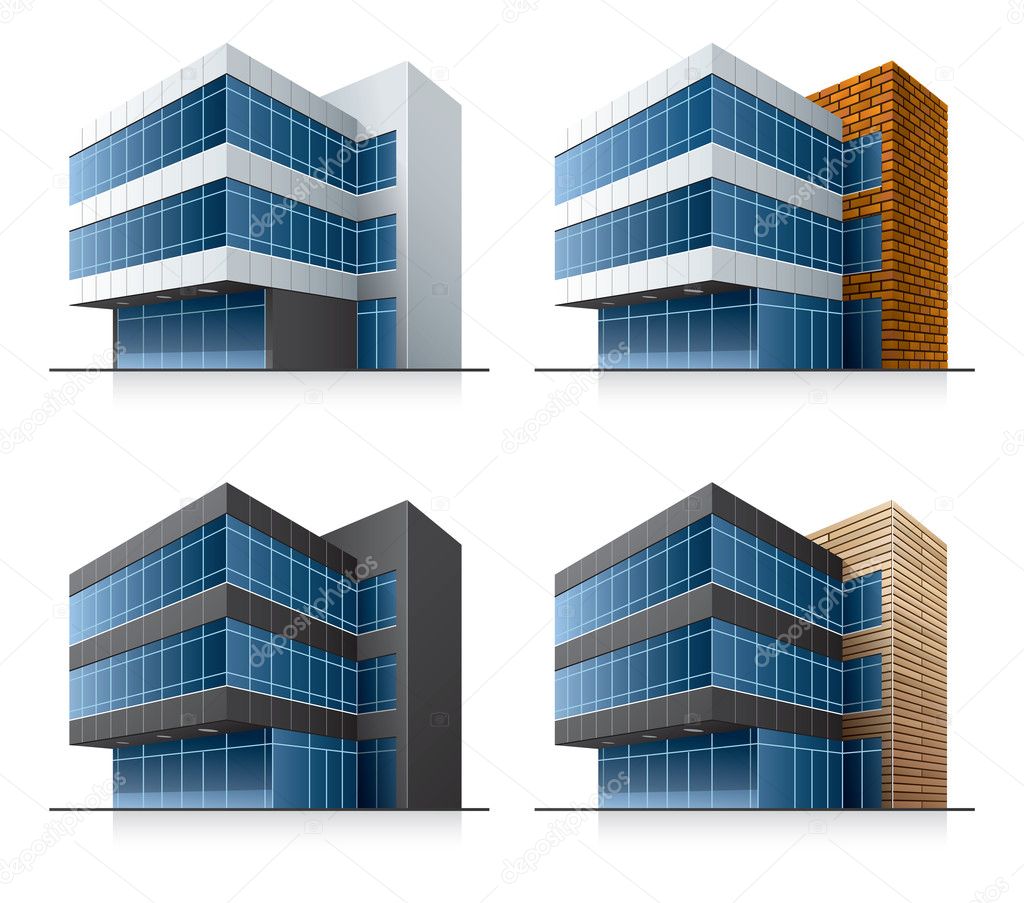 Four vector office buildings — Stock Vector © petovarga #14398579