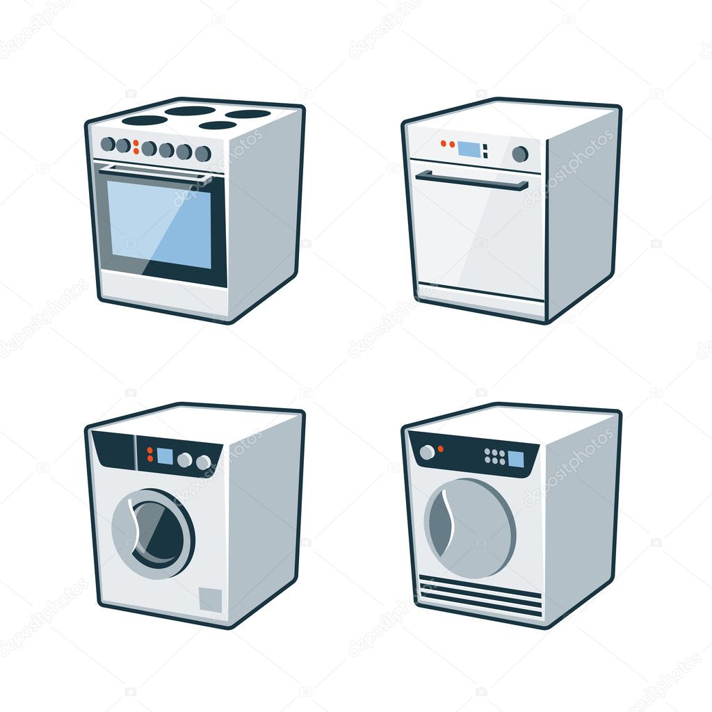 Home Appliances 2 - Cooker, Dishwasher, Dryer, Washing machine Stock ...