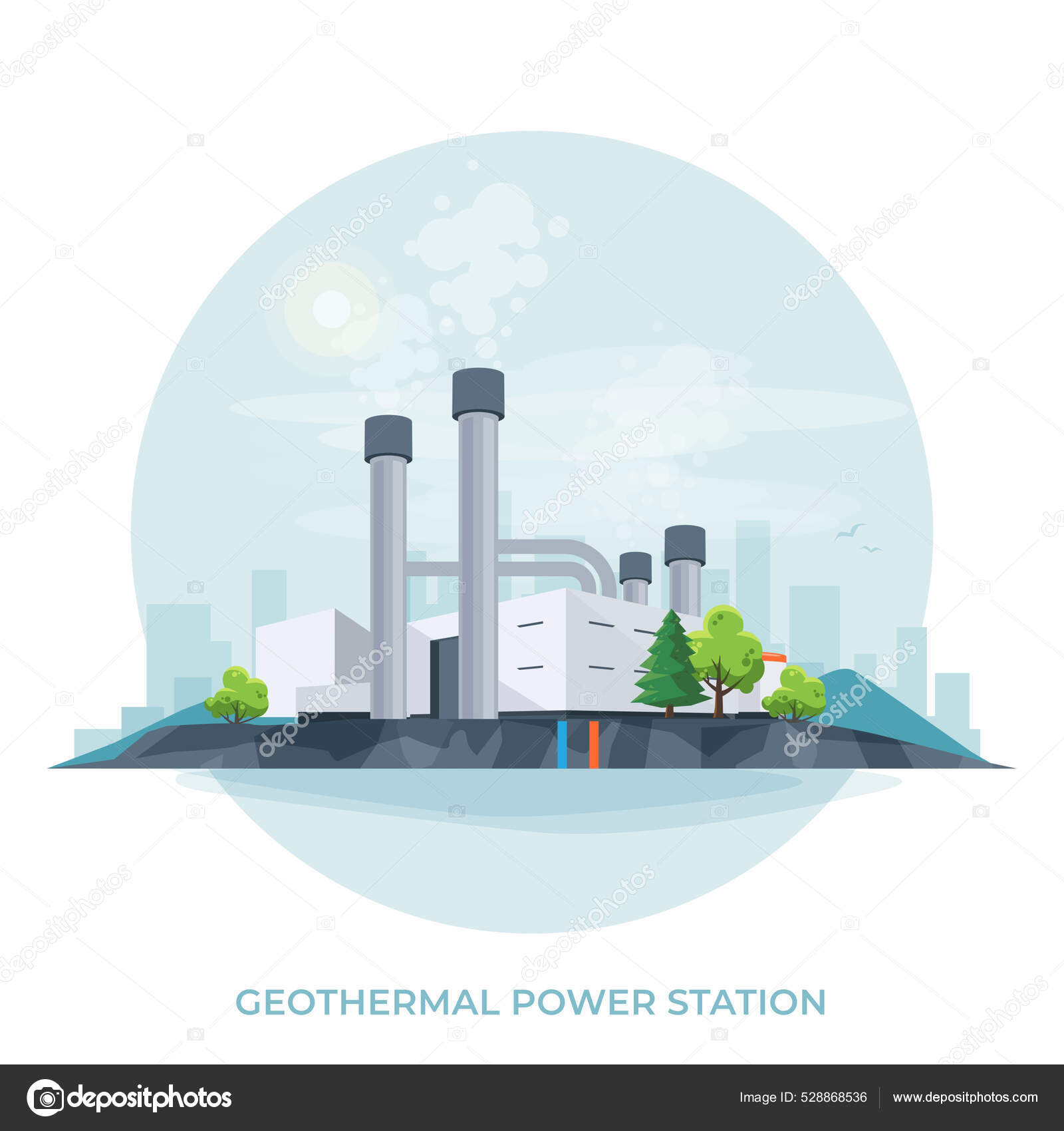 Geothermal Clean Power Plant Station Building Factory Renewable ...