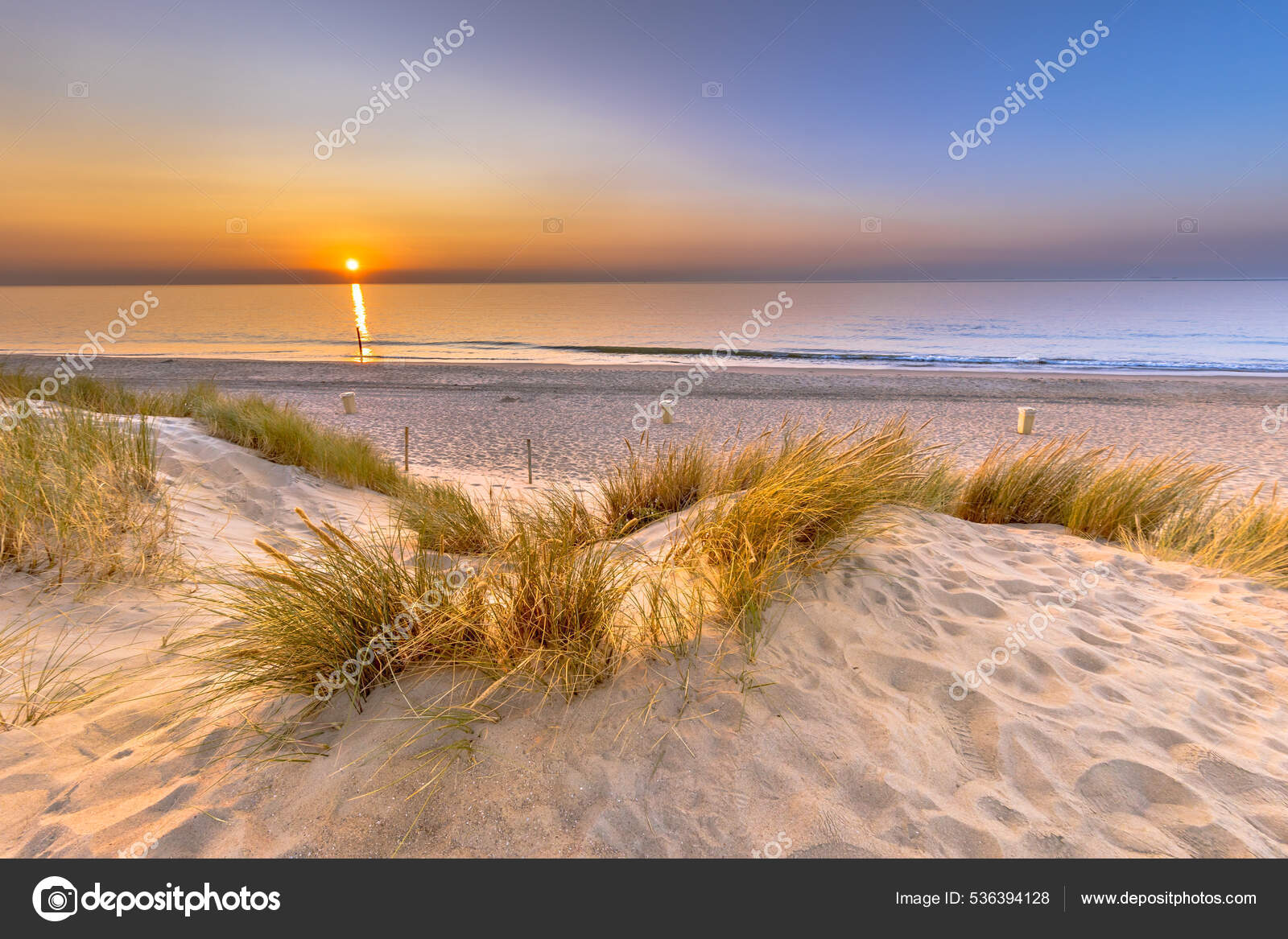 Sunset View Ocean Dune North Sea Canal Ouddorp Zeeland Province Stock ...