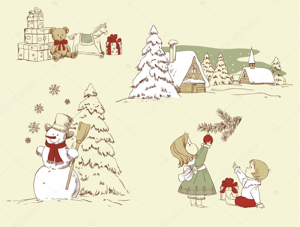 Vintage Christmas set Stock Vector Image by ©Natalia.Skripko #15714057