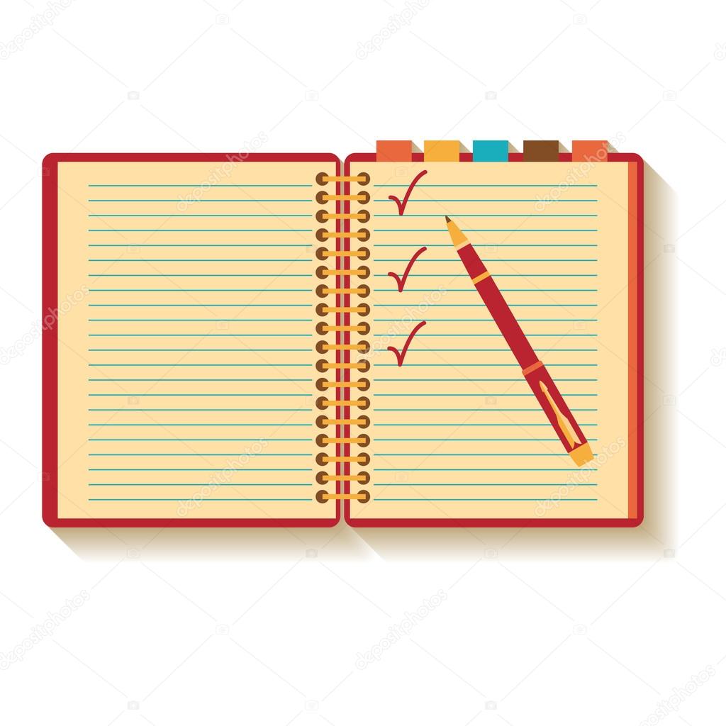 Notebook and pen. Flat design. — Stock Vector © Ciripasca #43387599 Notebook and pen. Flat design. — Stock Vector © Ciripasca #43387599