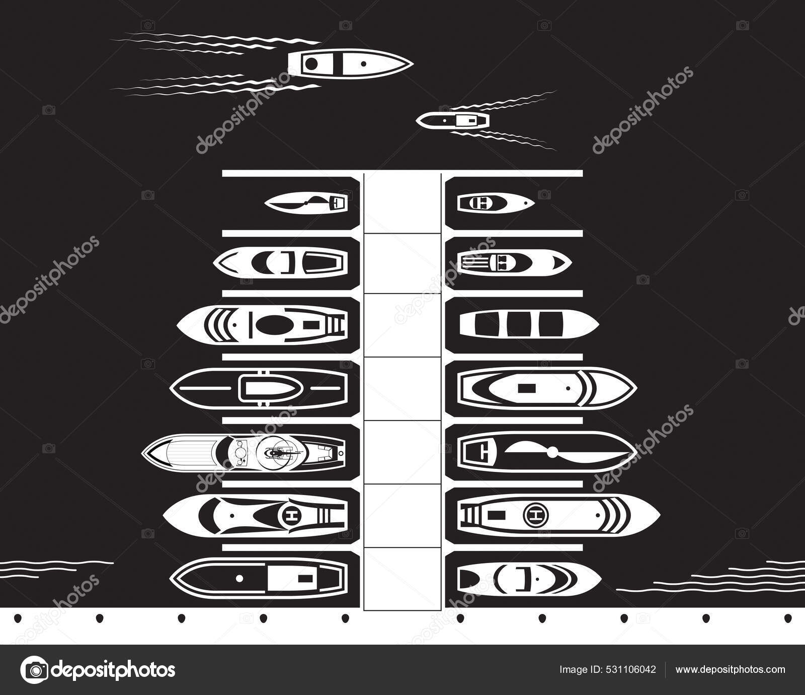 Yacht Boat Dock Vector Illustration Stock Vector by ©angelha 531106042