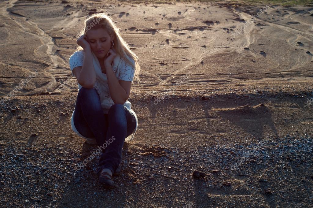 Sad girl on the beach — Stock Photo © joris484 #14662541