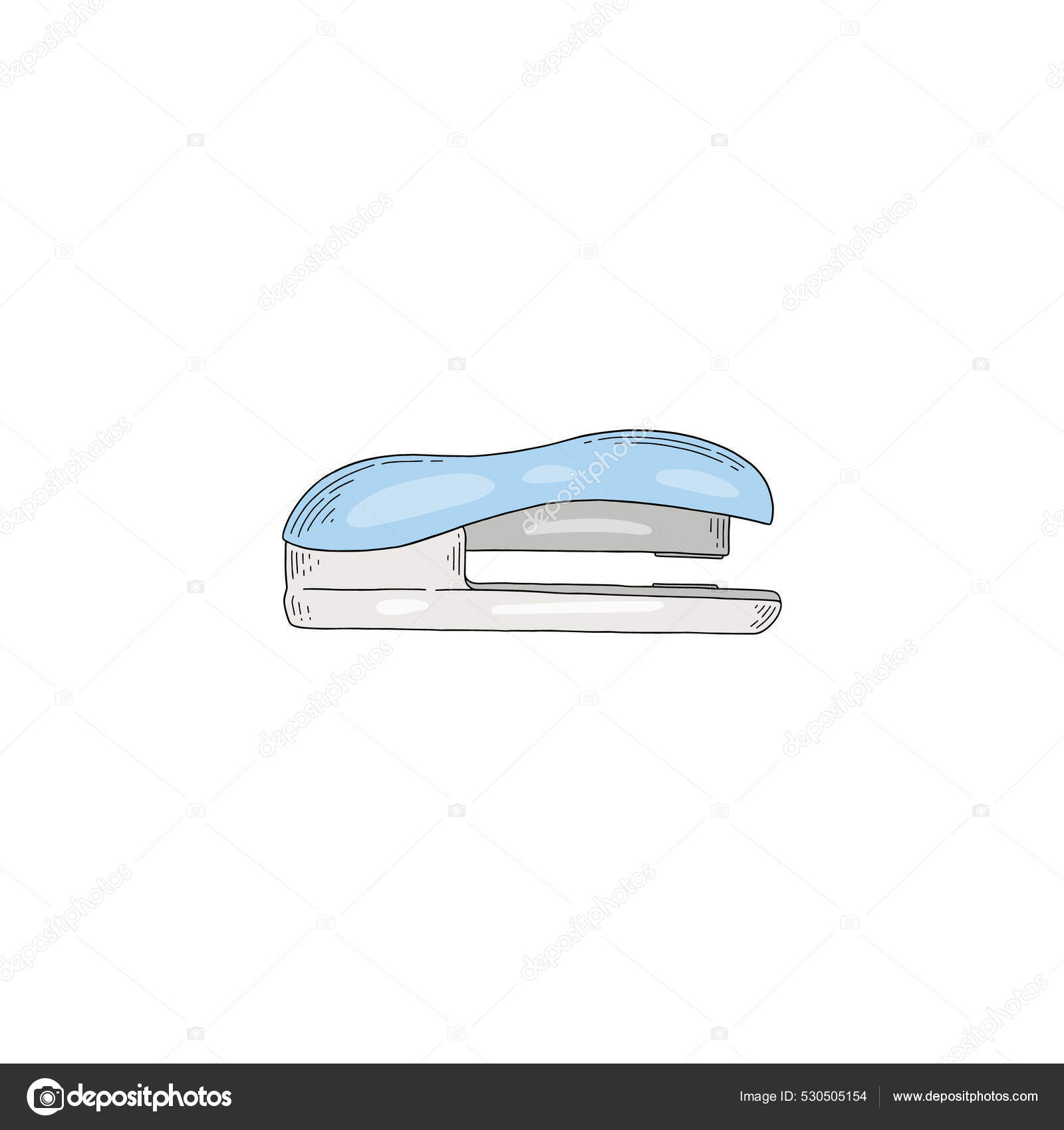 Blue stapler device that joins pages of paper with thin metal staple ...