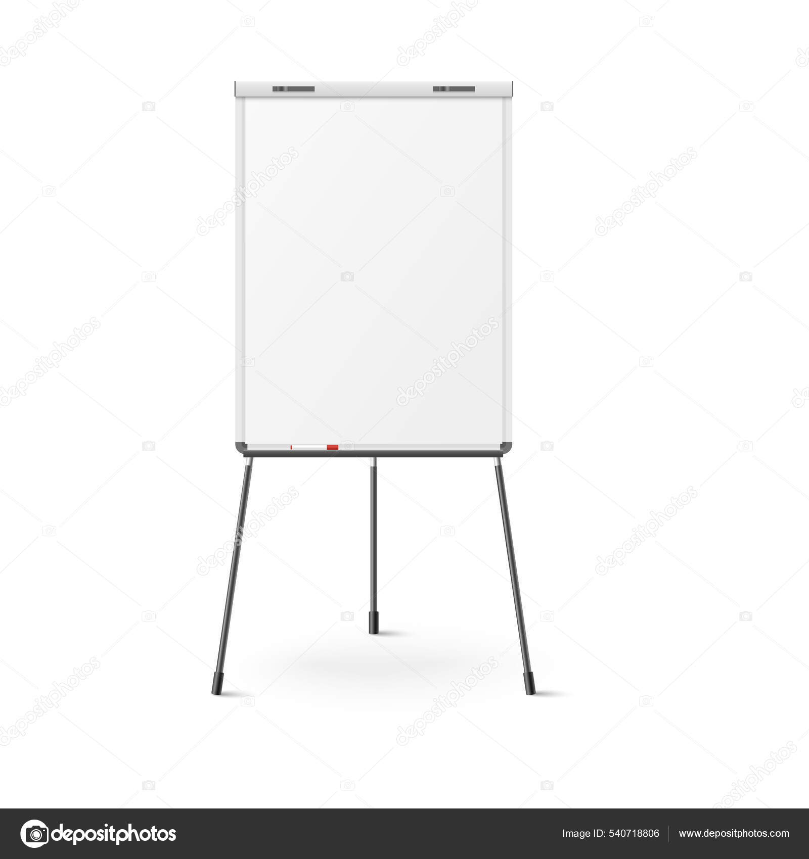 Flip chart with blank papers on tripod, realistic vector illustration ...