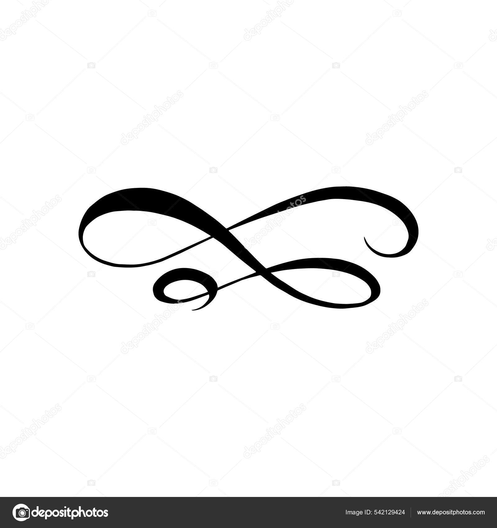Handwritten curl or feather stroke underline vector illustration ...