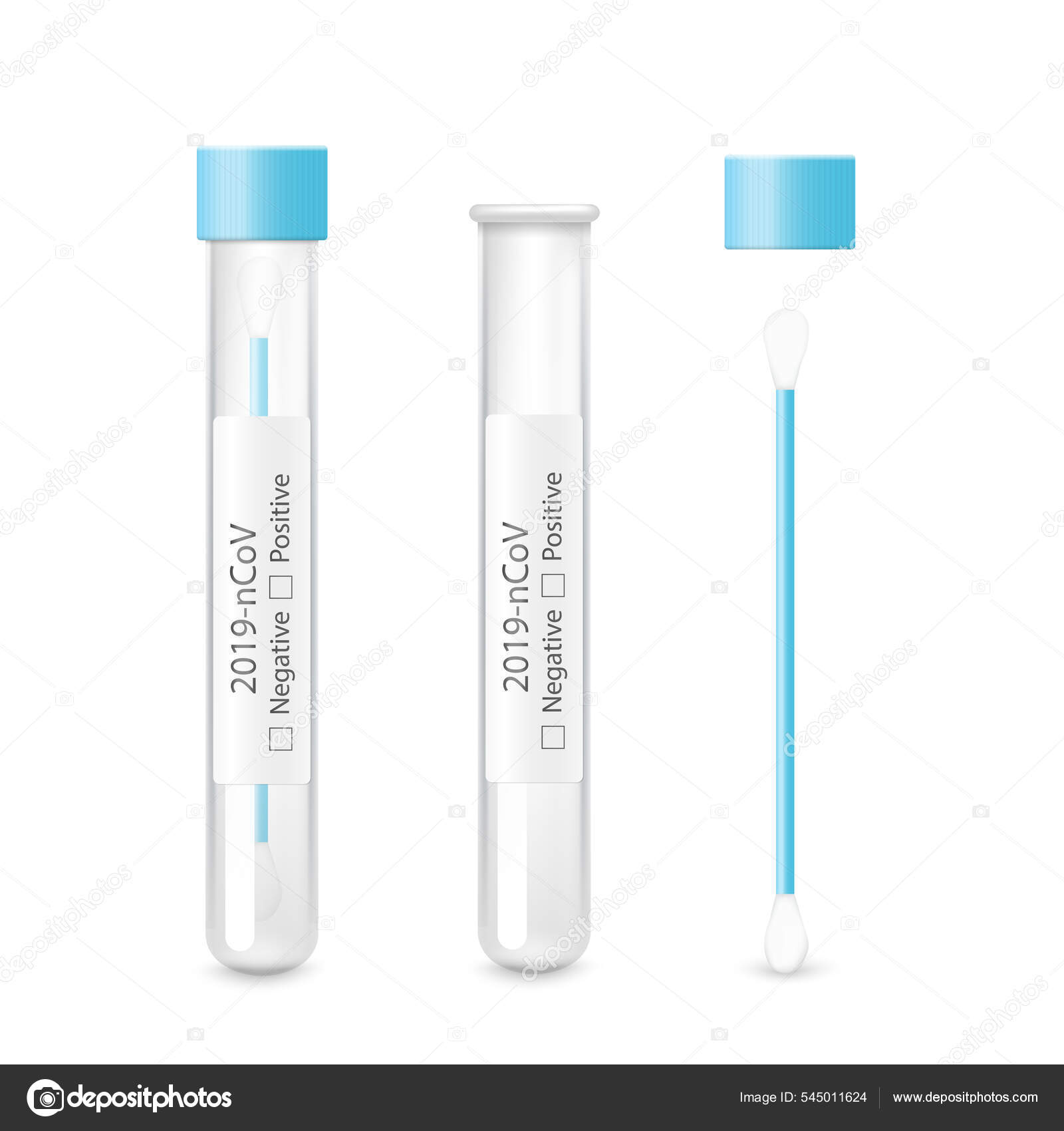 Medical Covid-19 smear swab test mockup realistic vector illustration ...