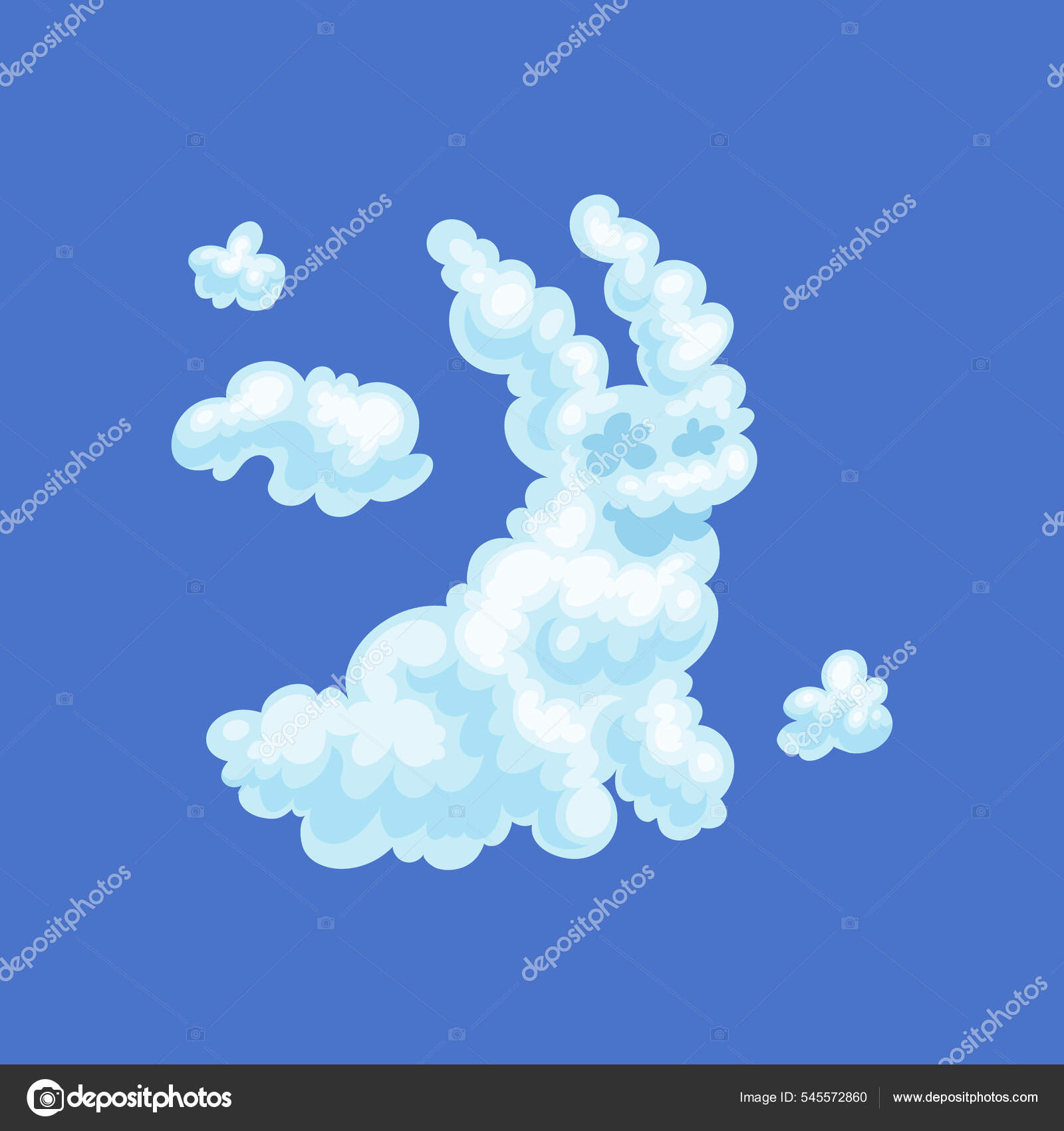 Cute cloudy shaped rabbit or bunny, cartoon flat vector illustration ...