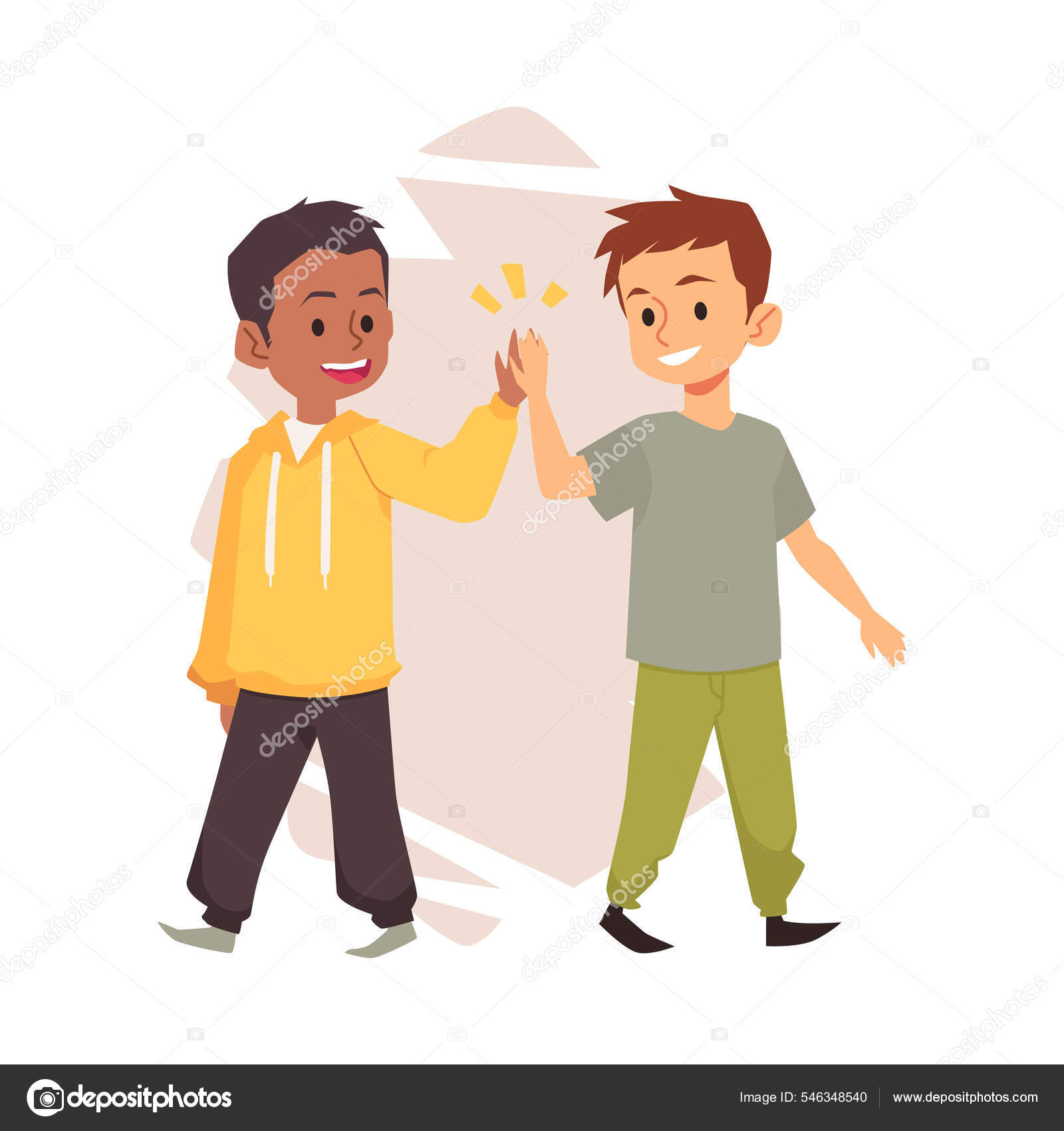 Image vectorielle Deux garçons se donnent cinq, illustration ...