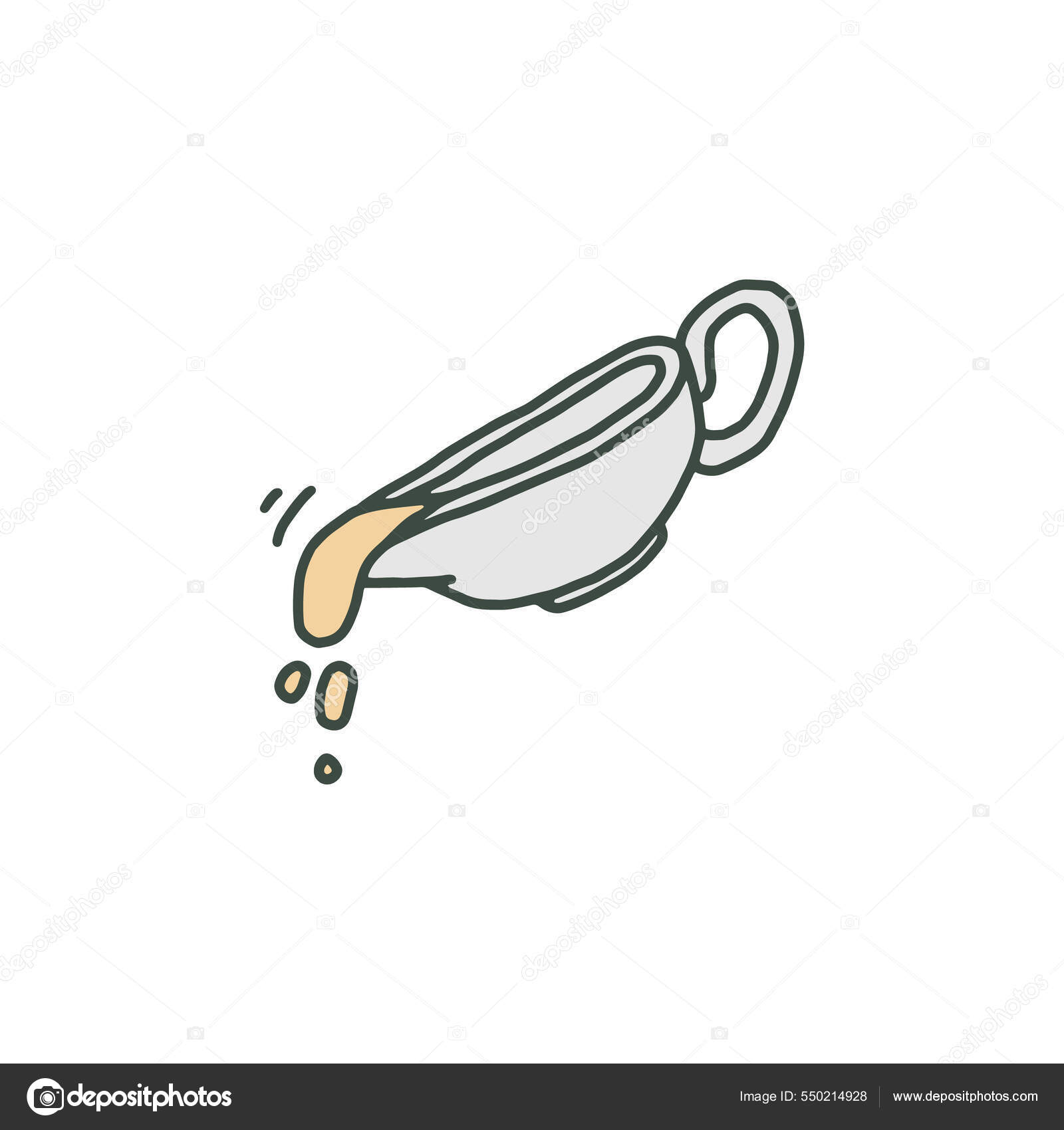 Gravy boat or sauce boat icon hand drawn doodle vector illustration ...