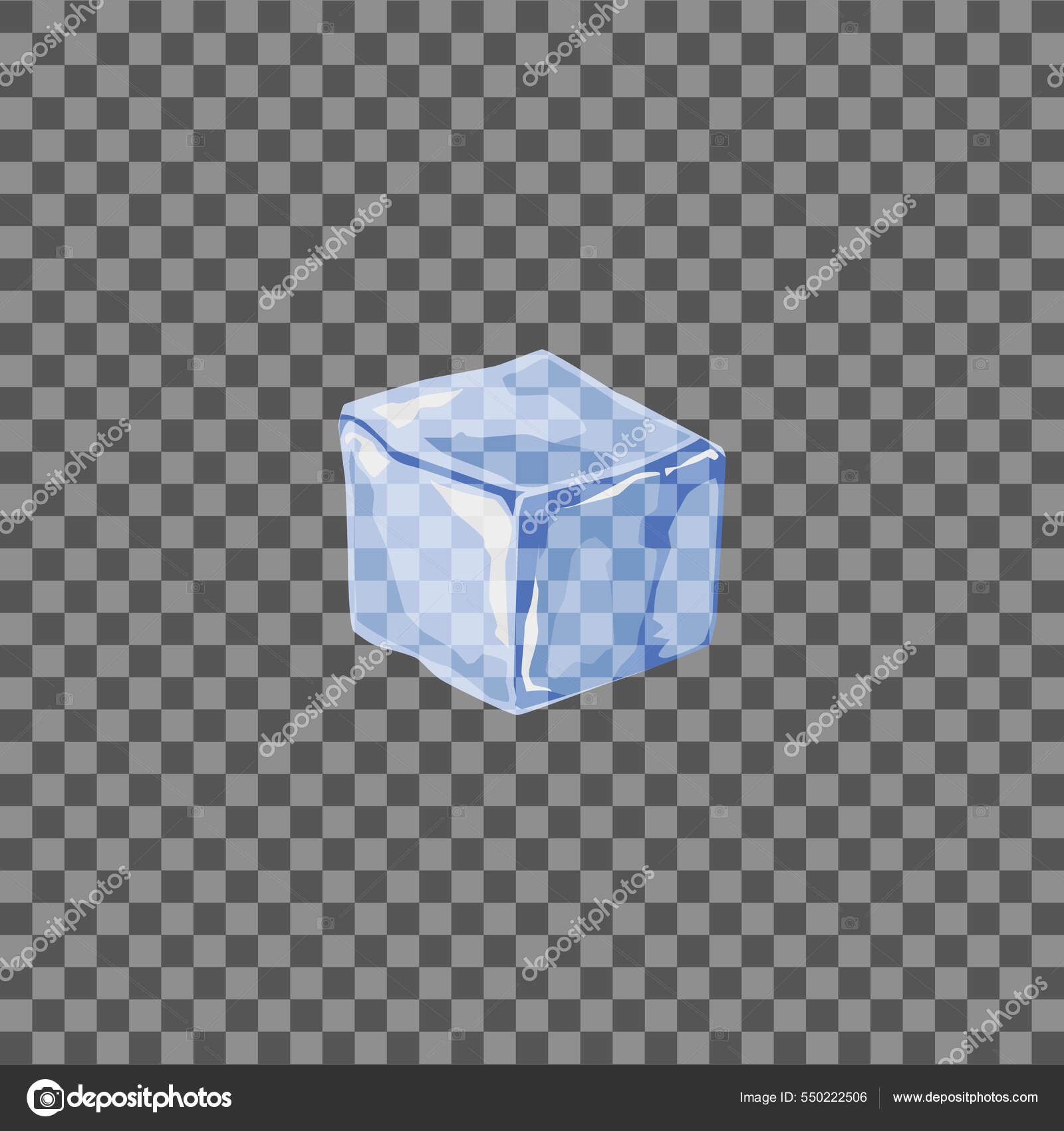 Ice square block in vector illustration, isolated on transparent ...