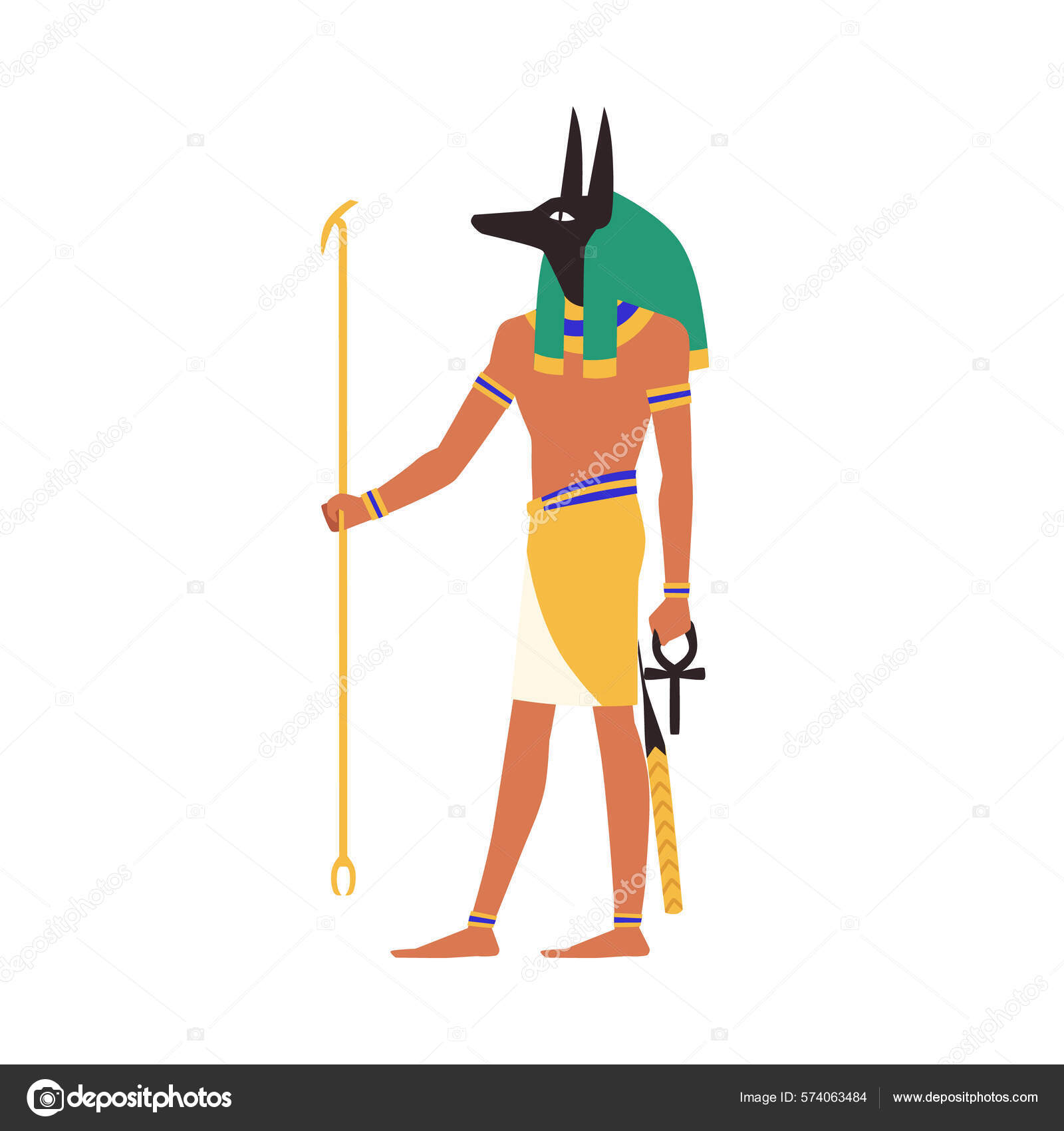 Anubis Egipcio Antigua Deidad Egipcia Con Cabeza Chacal Ilustración ...