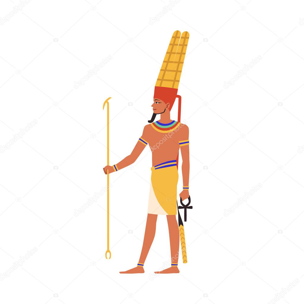 Amón Ra dios del sol del antiguo Egipto, ilustración vectorial plana ...