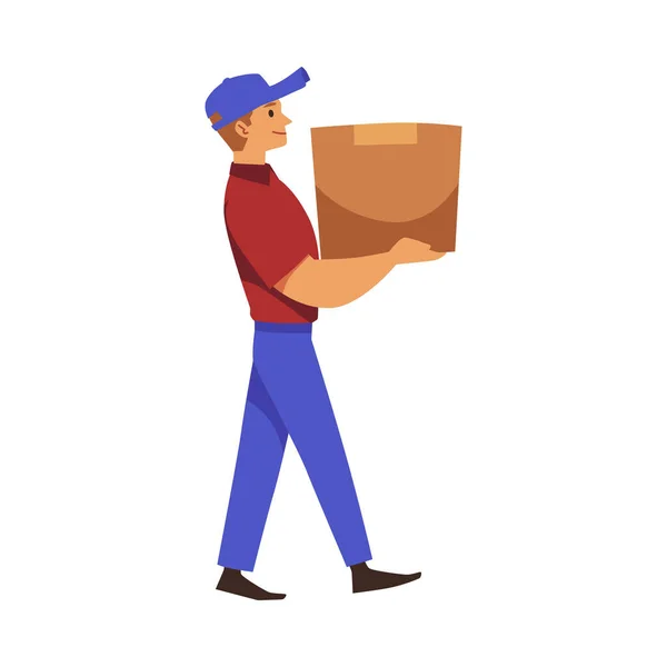 Hombre cargando caja imágenes de stock de arte vectorial | Depositphotos