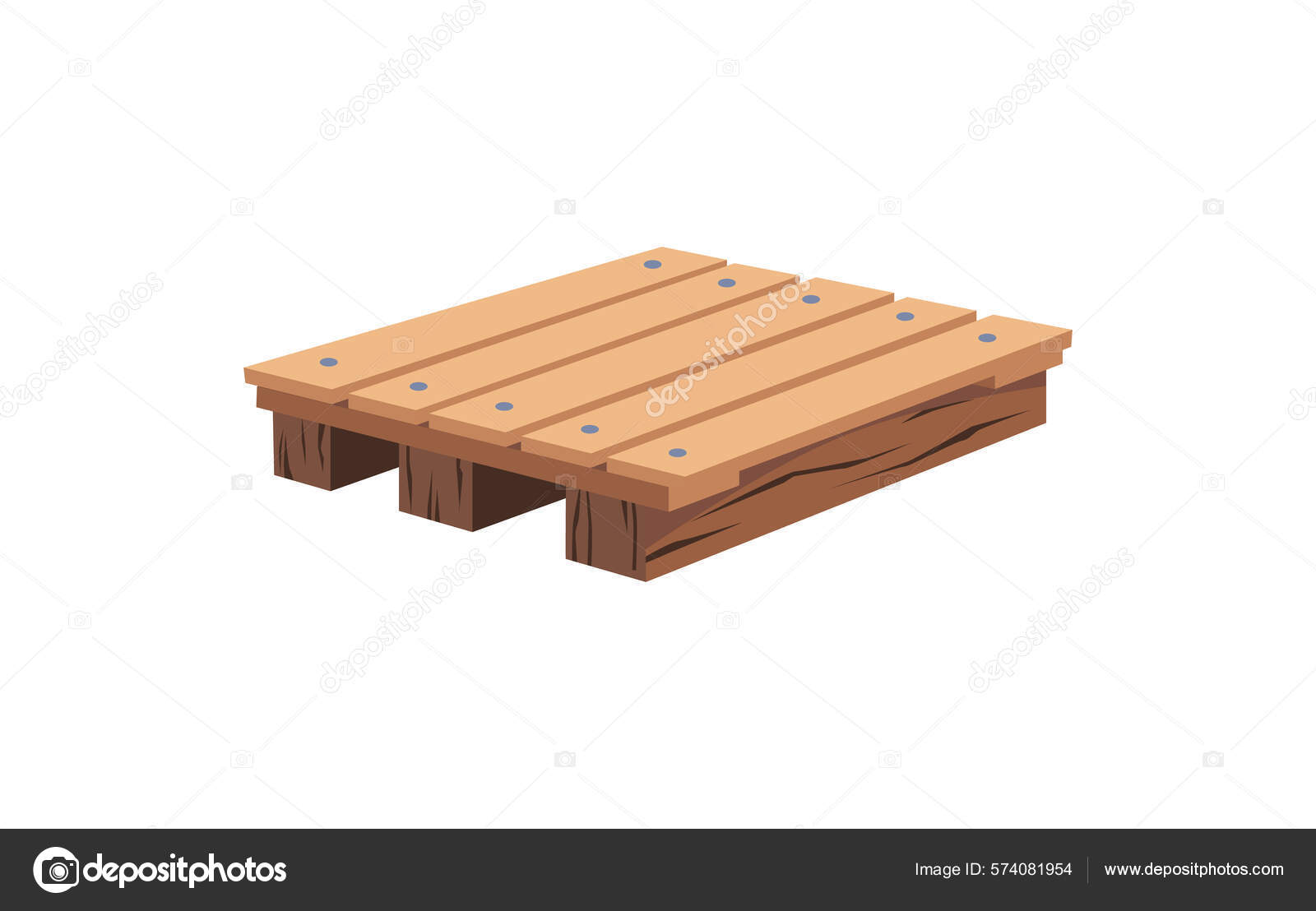 Bandeja Madera Paleta Para Envío Carga Con Vista Lateral Angular Vector ...